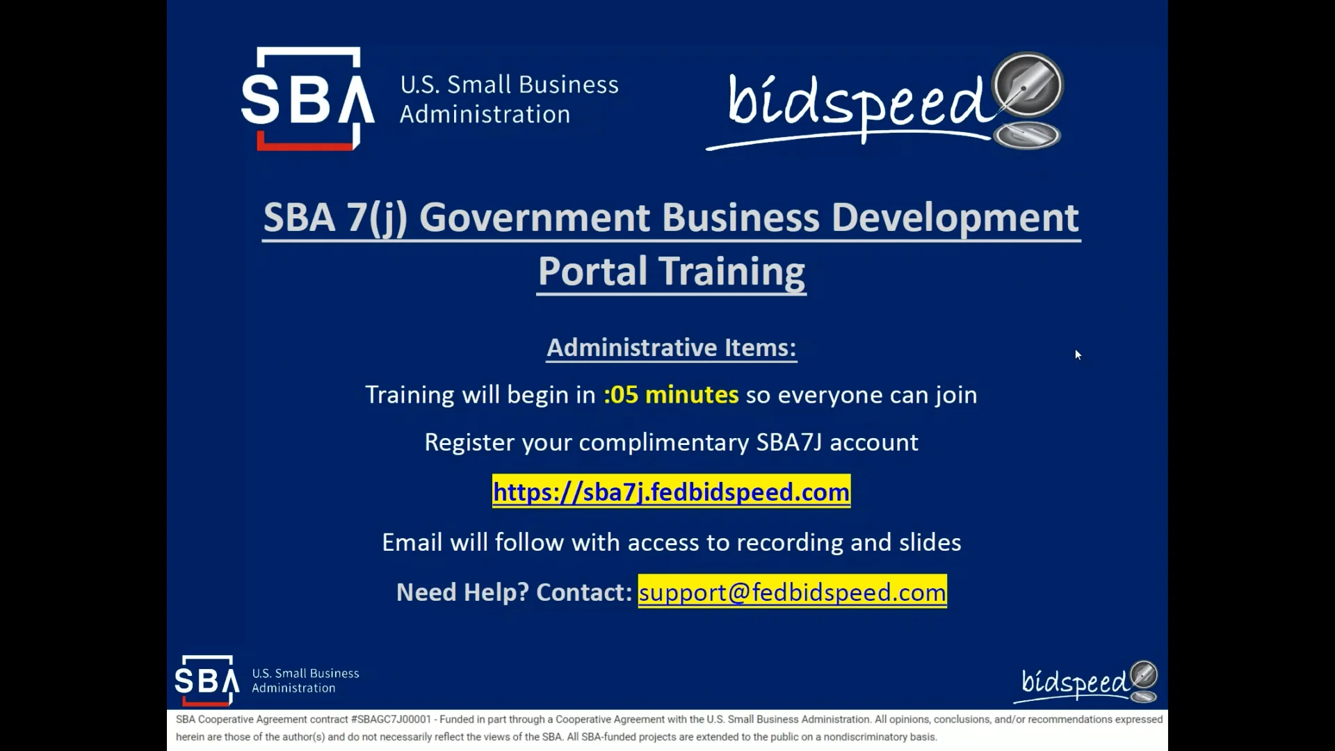 SBA 7(j) Business Development Portal Training: Find, Manage, Win ...