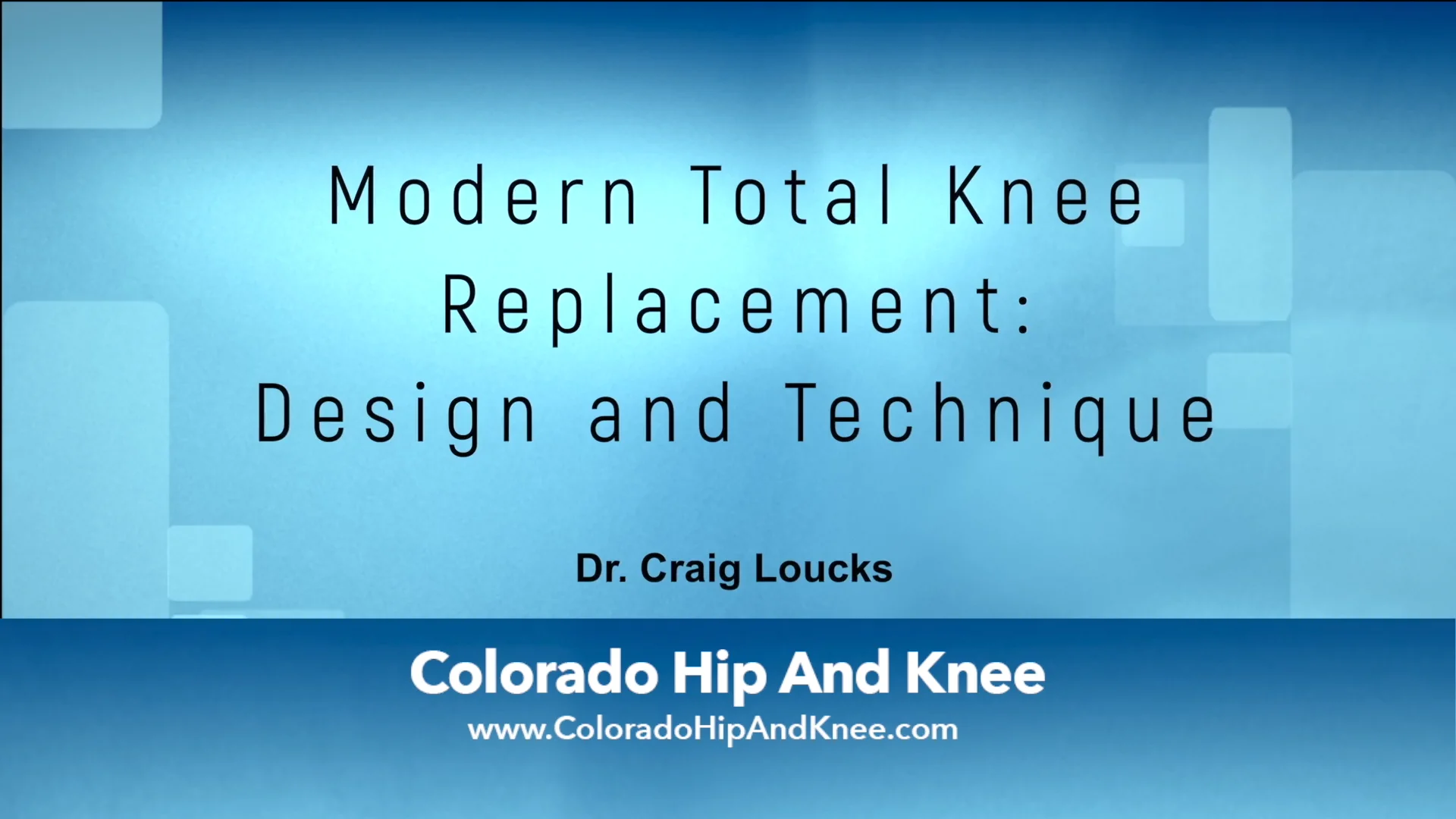 Modern Total Knee Replacement / Design and Technique