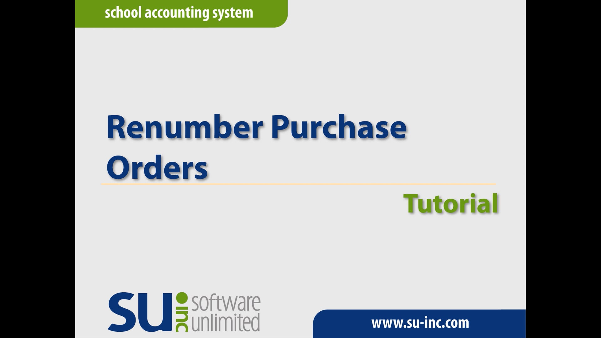 Training Tutorials - Renumber Purchase Orders on Vimeo