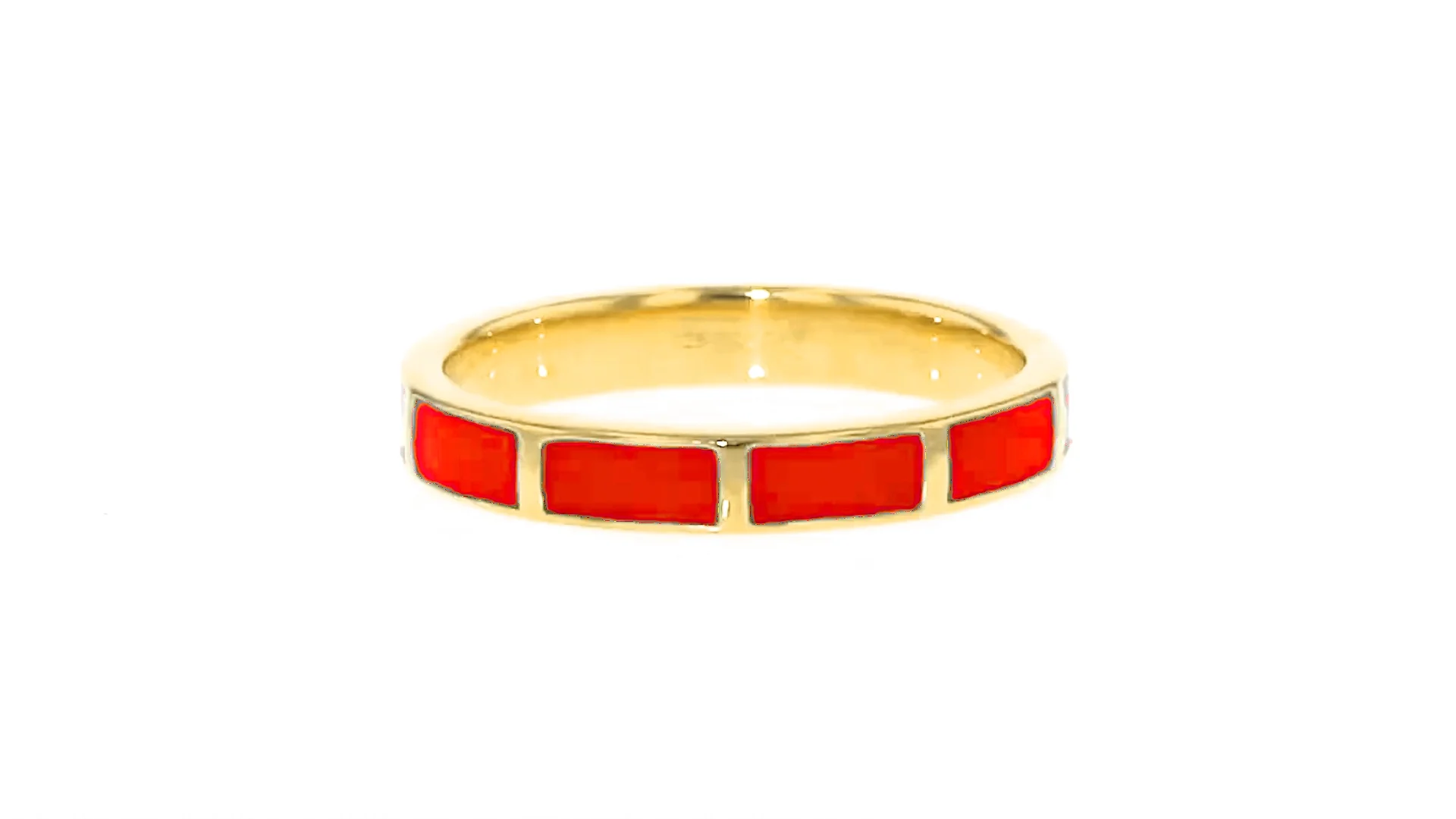 Red Enamel Striped Ring in 18kt Gold Over Sterling on Vimeo