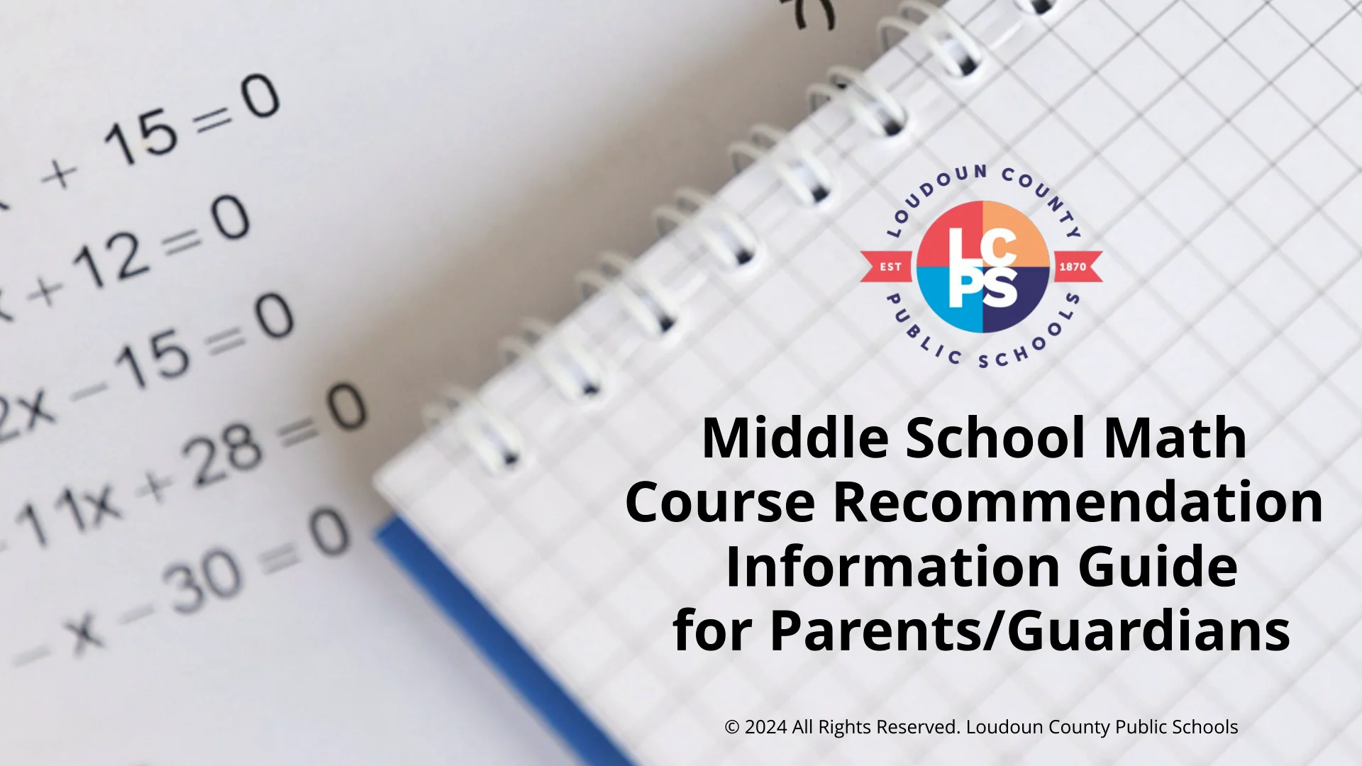 Middle School Math Course Recommendation Information Guide for Parents ...