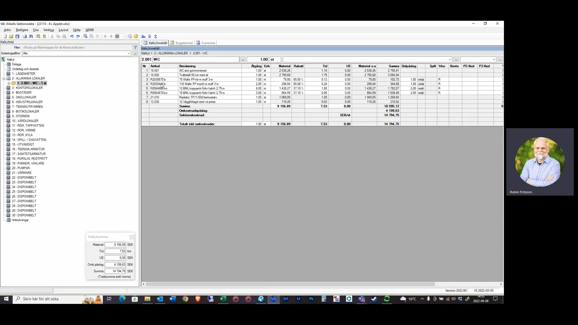 YH KAV2024 Kalkylering inspelade föreläsningar - 3.3 Byta ut, lägga till och ta bort material on ...