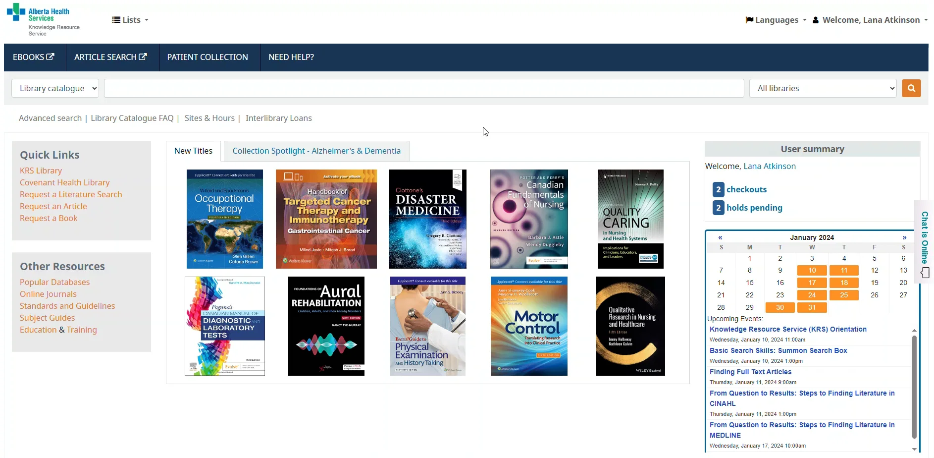 AHS/COV Library Catalogue - Introduction