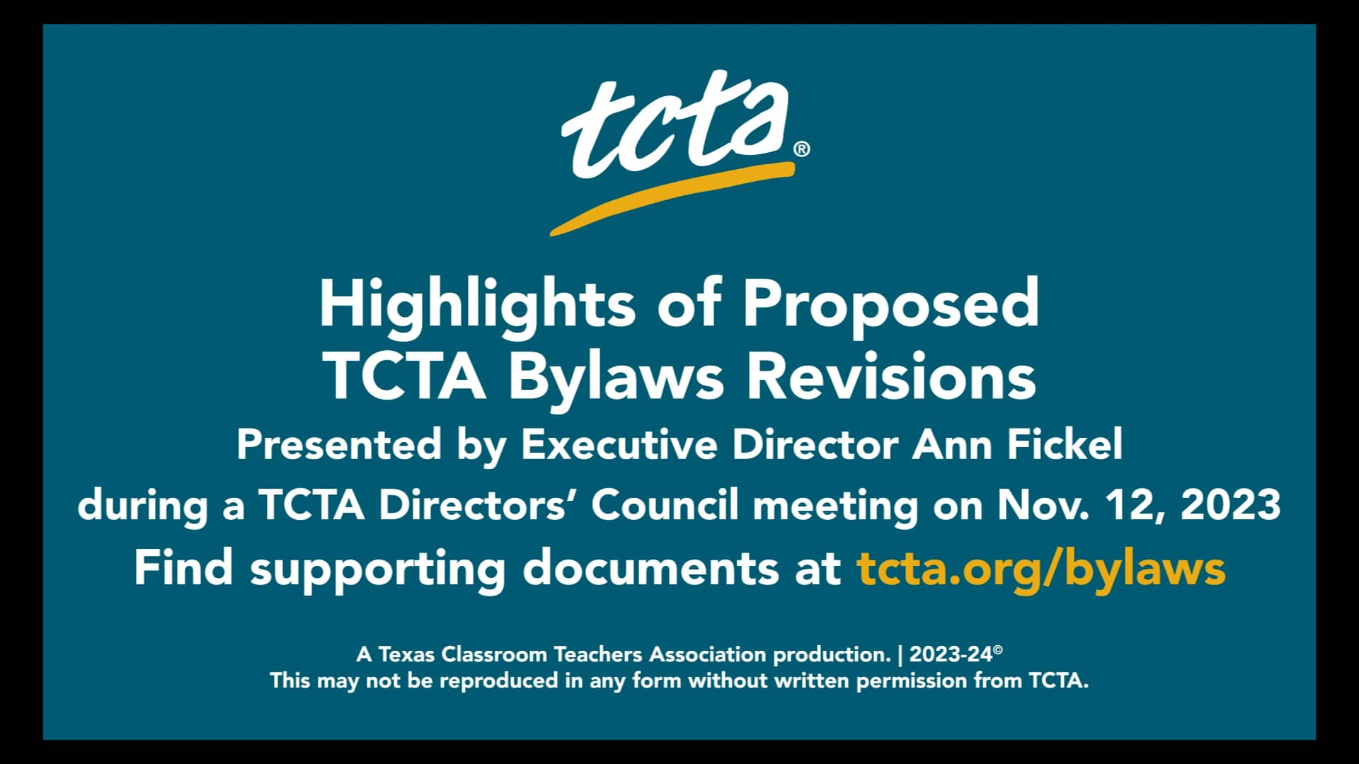 Highlights of Proposed TCTA Bylaws Revisions on Vimeo