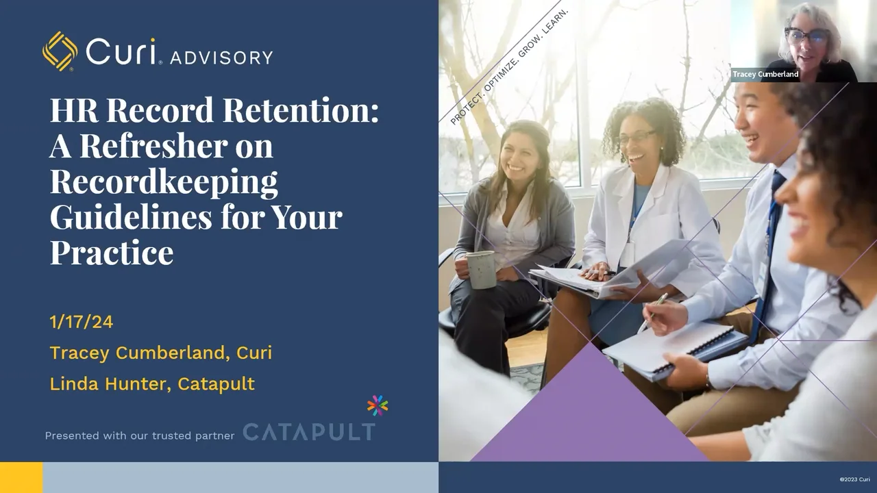 Curi Advisory Webinar—HR Record Retention: A Refersher on Recordkeeping ...