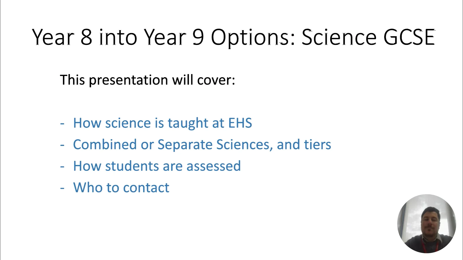 Science Year 8 Options video new