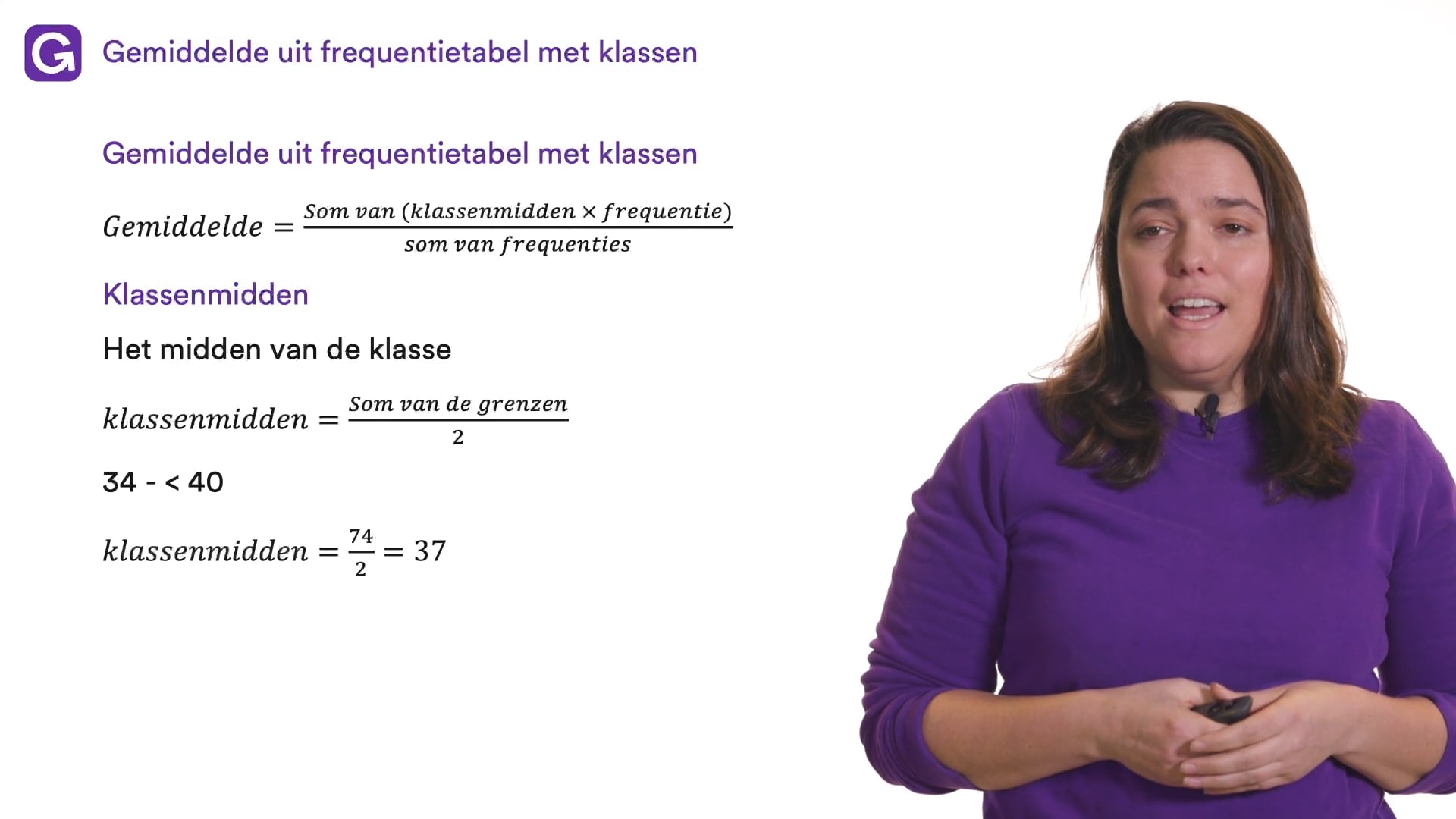 Gemiddelde uit een frequentietabel met klassen oefenen | StudyGo