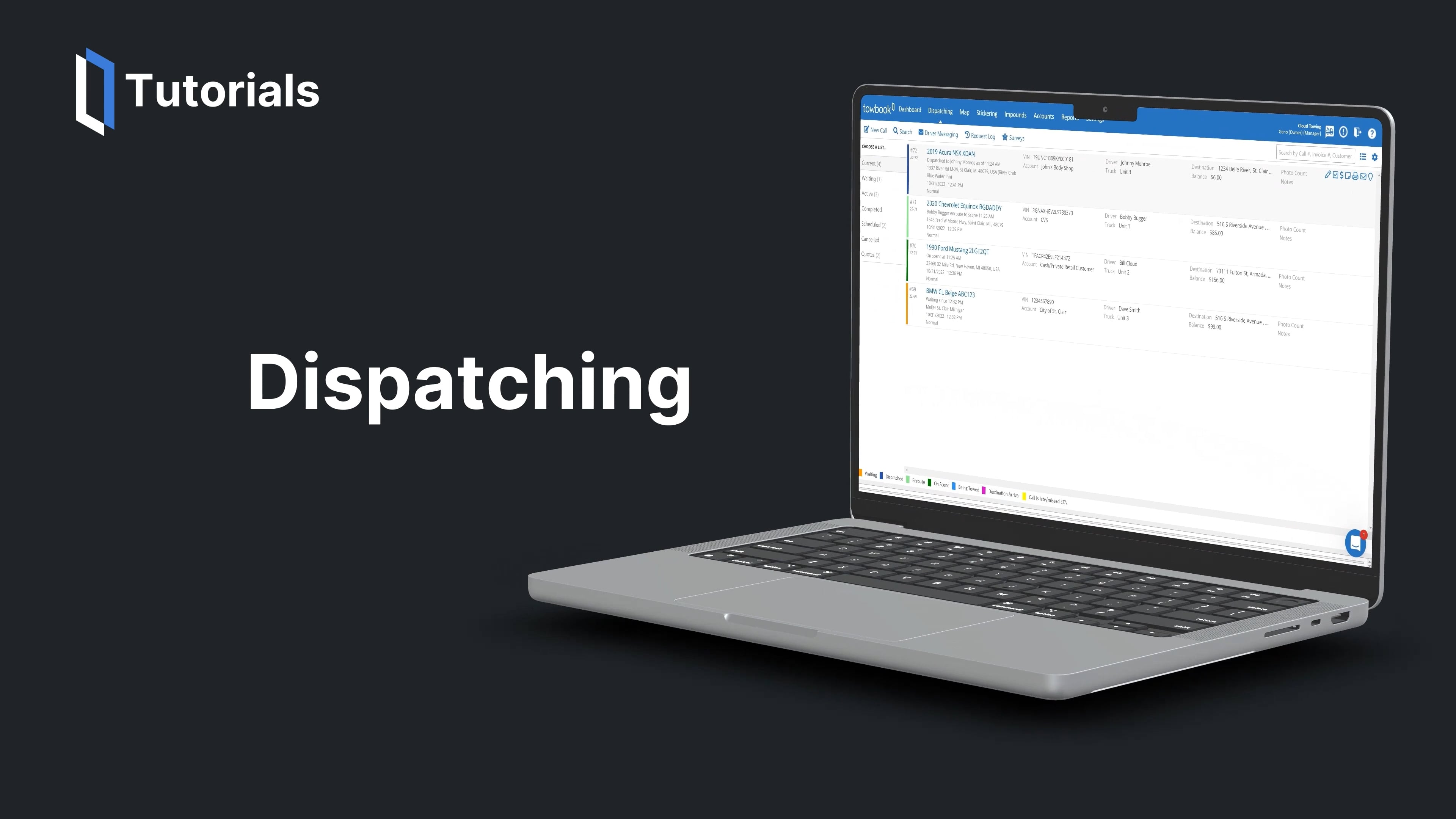 Towbook Dispatching Tutorial