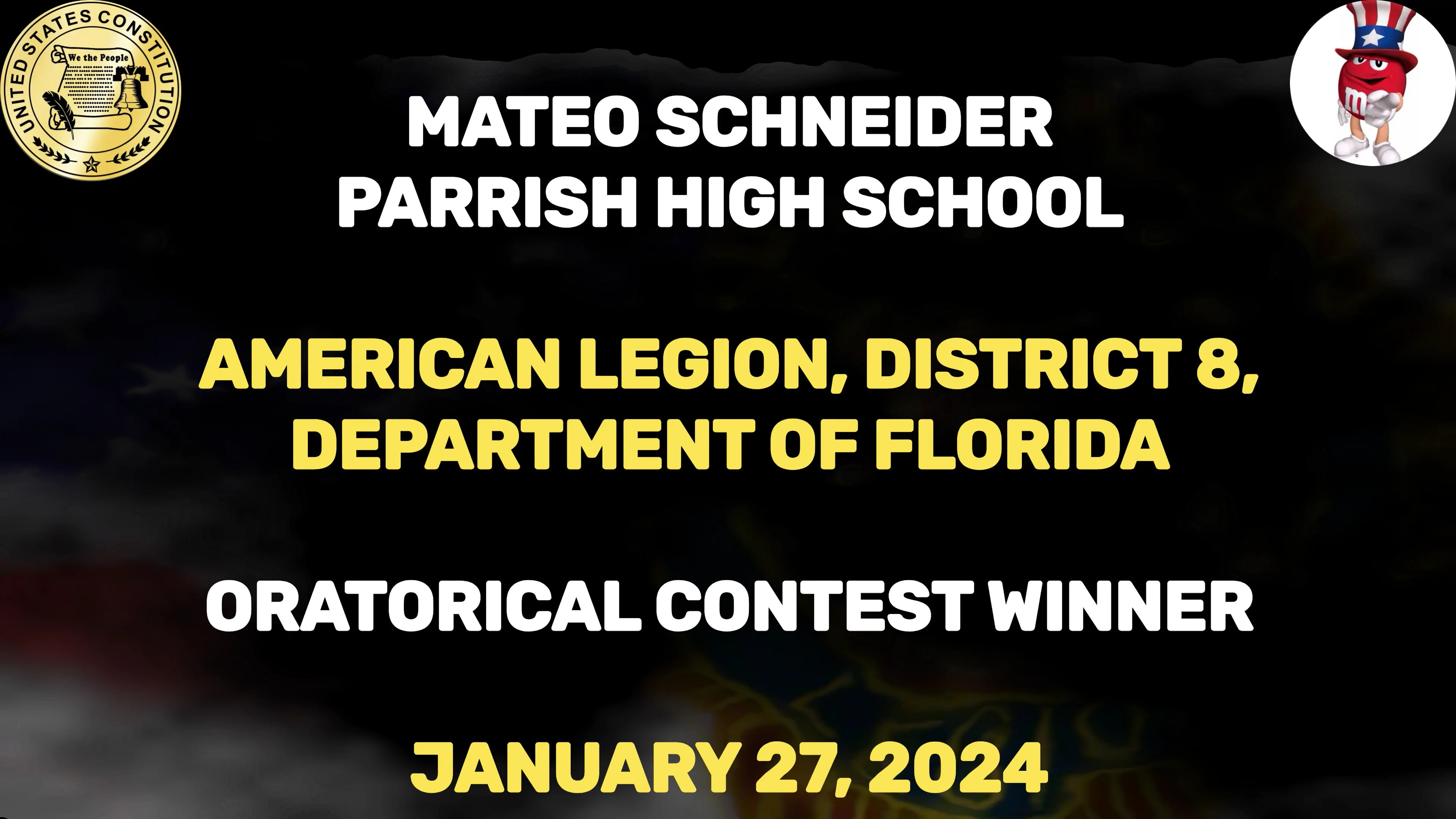 AMERICAN LEGION ORATORICAL CONTEST DISTRICT 8, FLORIDA 1-27-24 on Vimeo