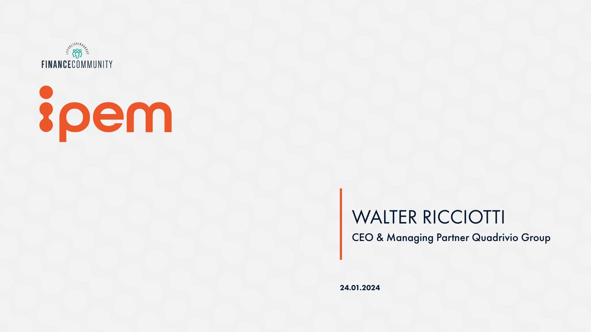 Intervista a Walter Ricciotti - IPEM 2024 - 24.01.2024 on Vimeo