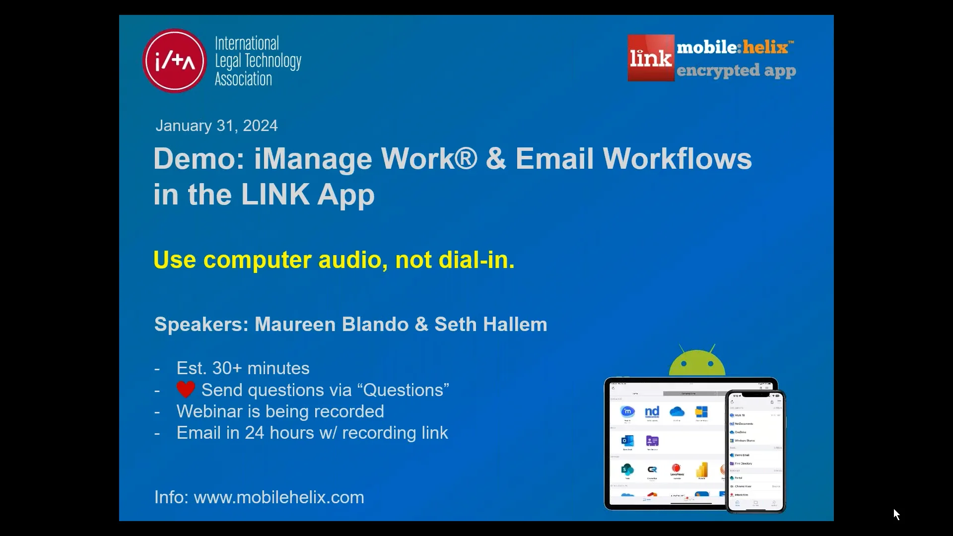 LINK App - iManage® How-to Videos & Tips - Webinar: iManage Work® & Outlook Workflows in the ...
