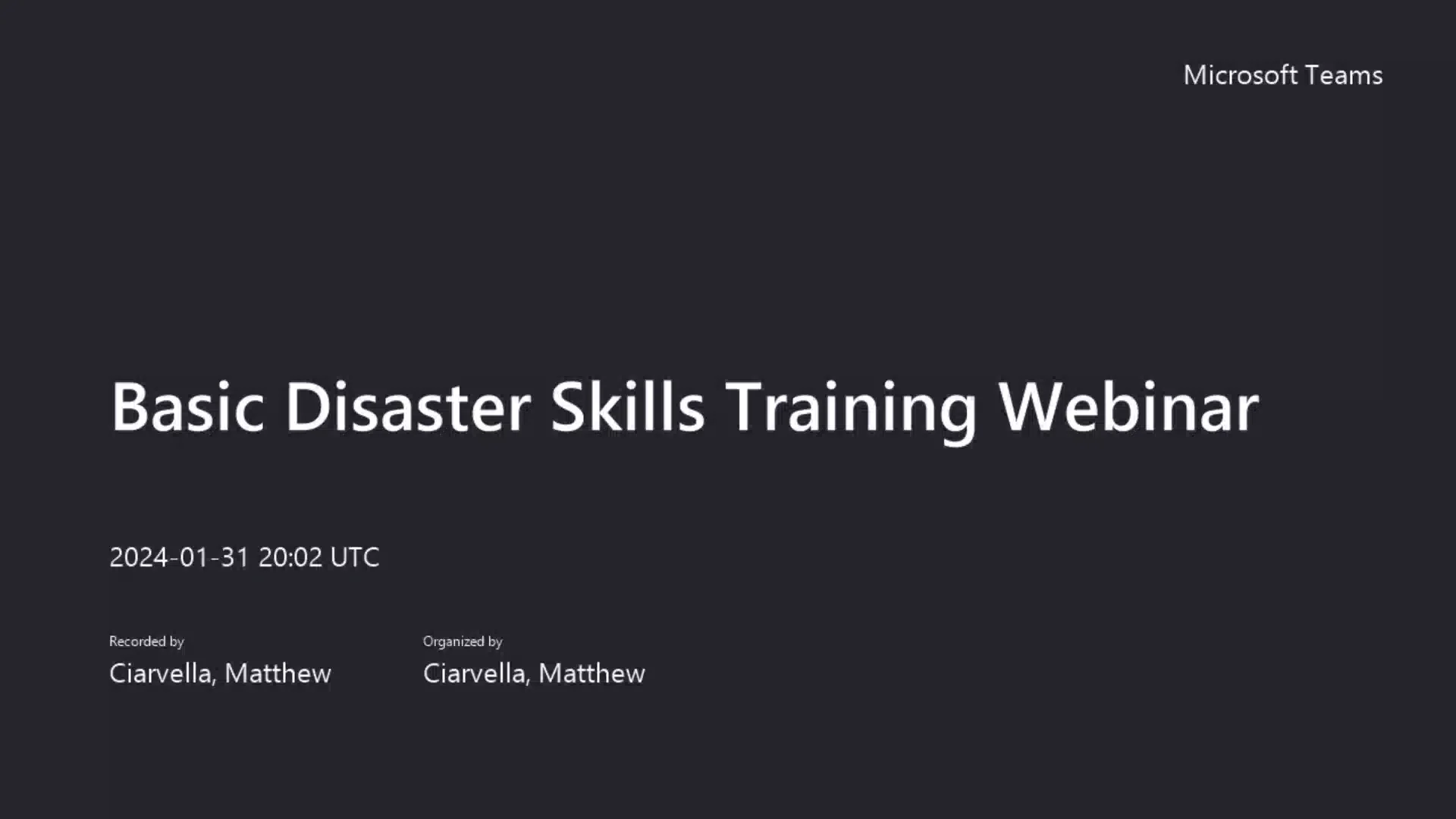 Basic Disaster Skills Training Webinar (1/31/24) on Vimeo