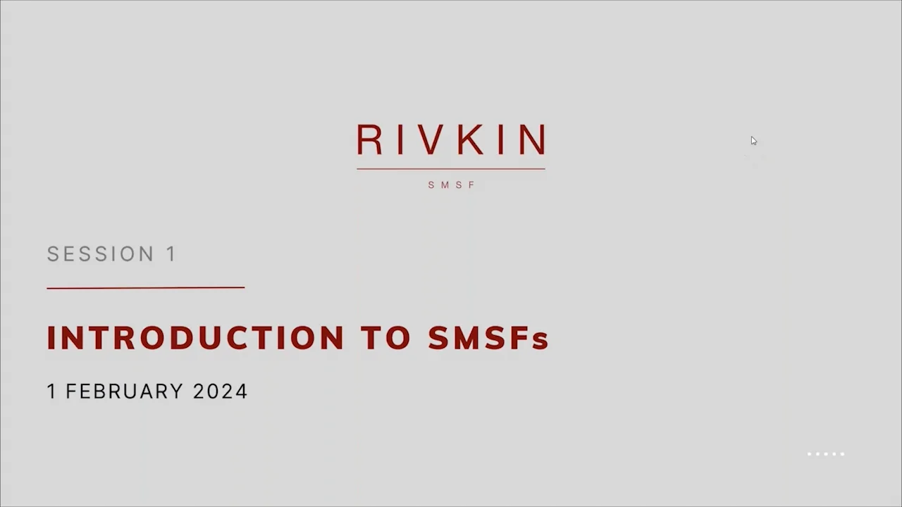 Session 1 - Intro to SMSFs on Vimeo