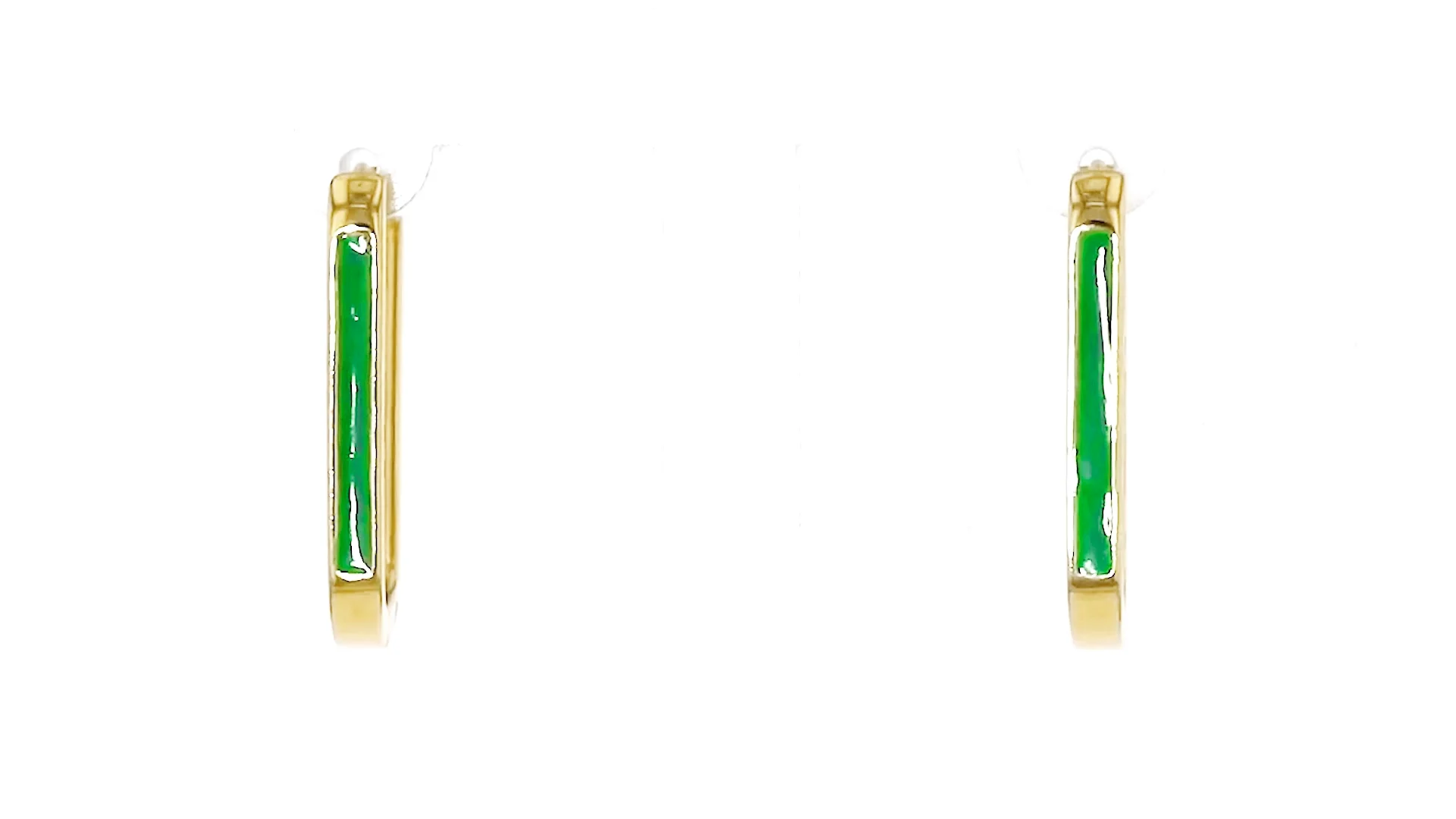 Green Enamel Paper Clip Link Hoop Earrings in 18kt Gold Over Sterling ...
