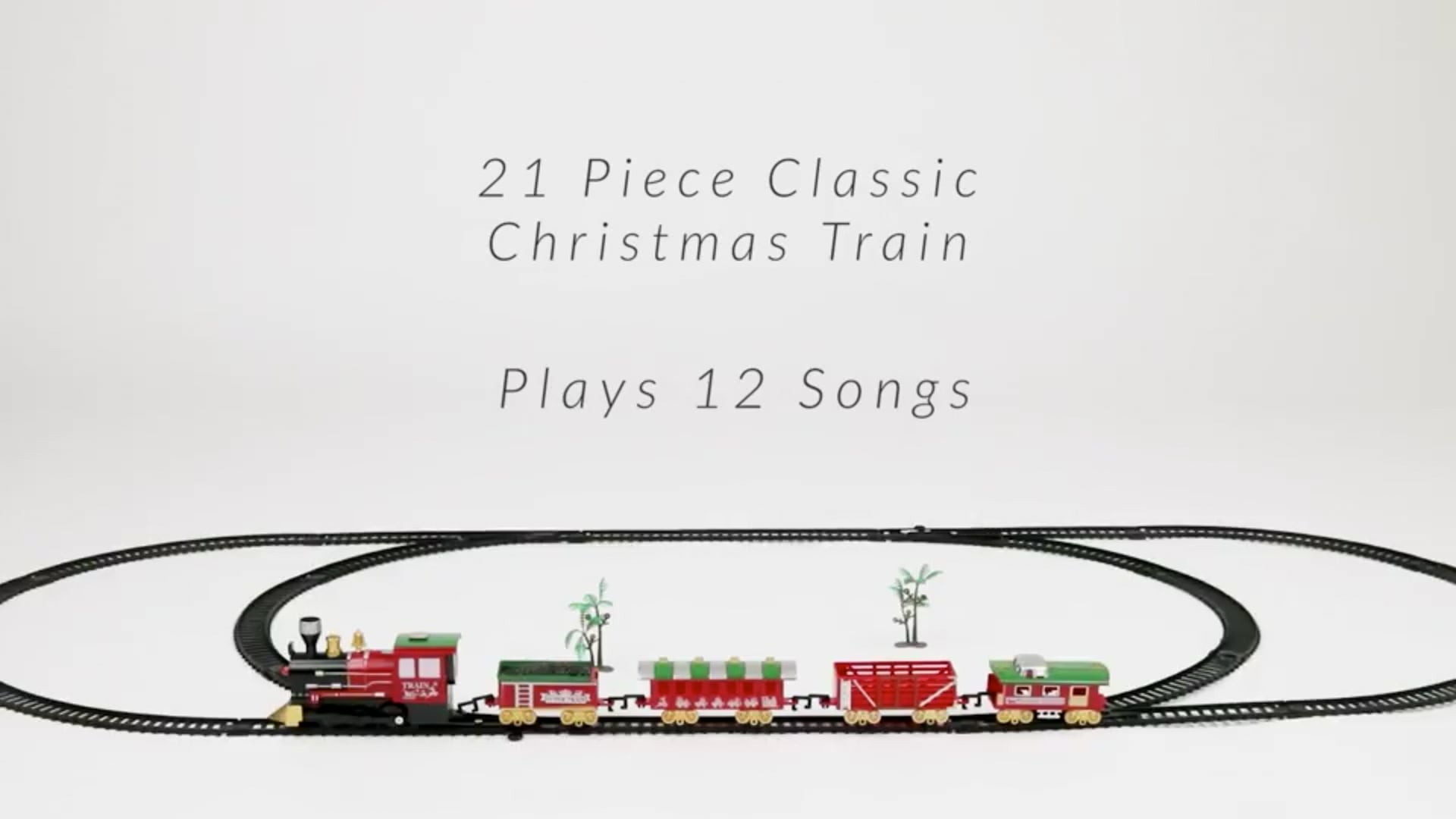 21pc Red Battery Operated Lighted and Animated Classic Train Set ...