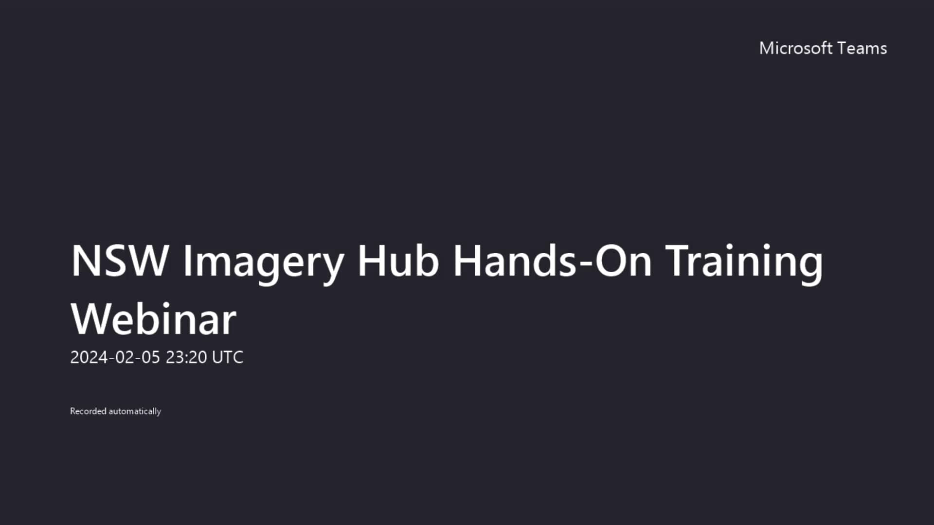NSW Imagery Hub HandsOn Training Webinar on Vimeo
