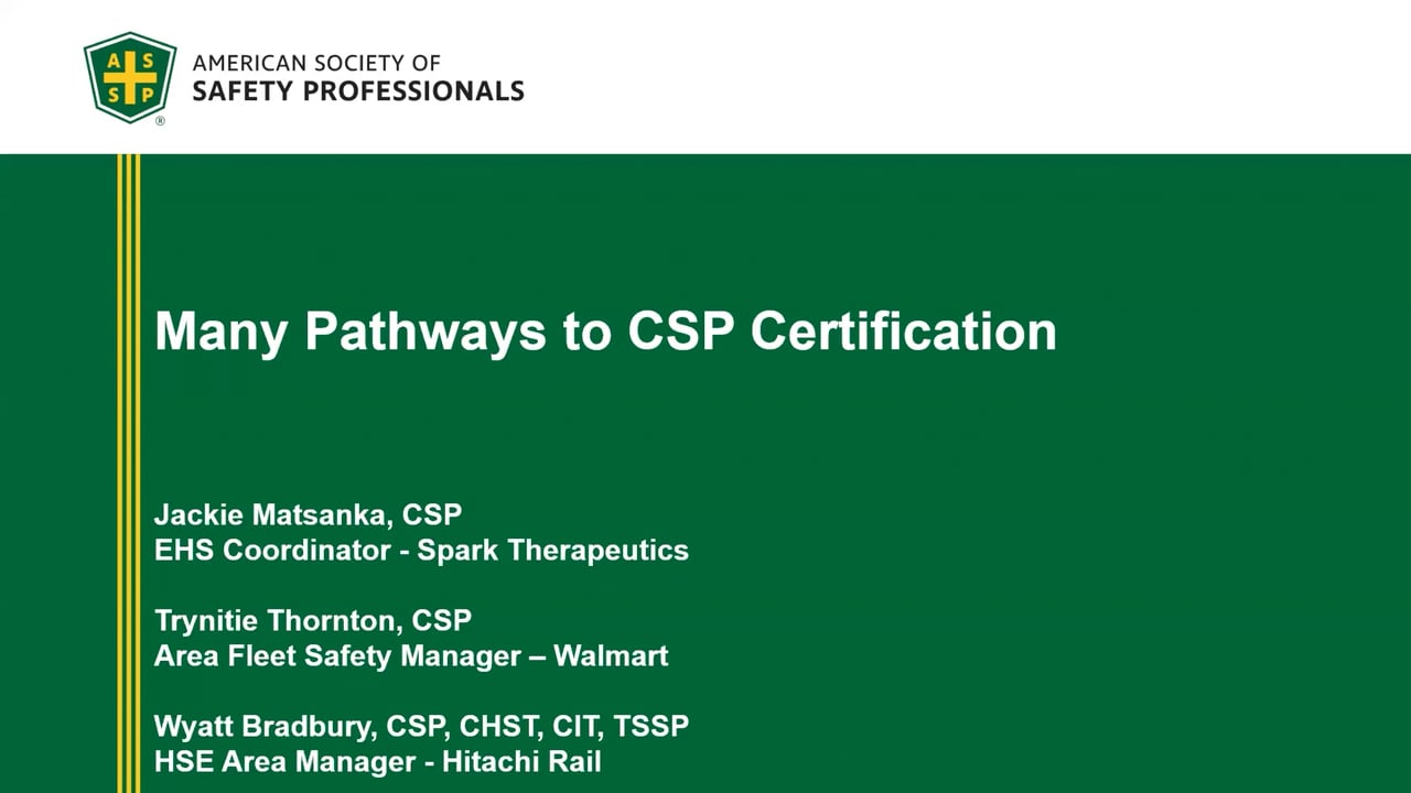 Many Pathways to CSP Certification