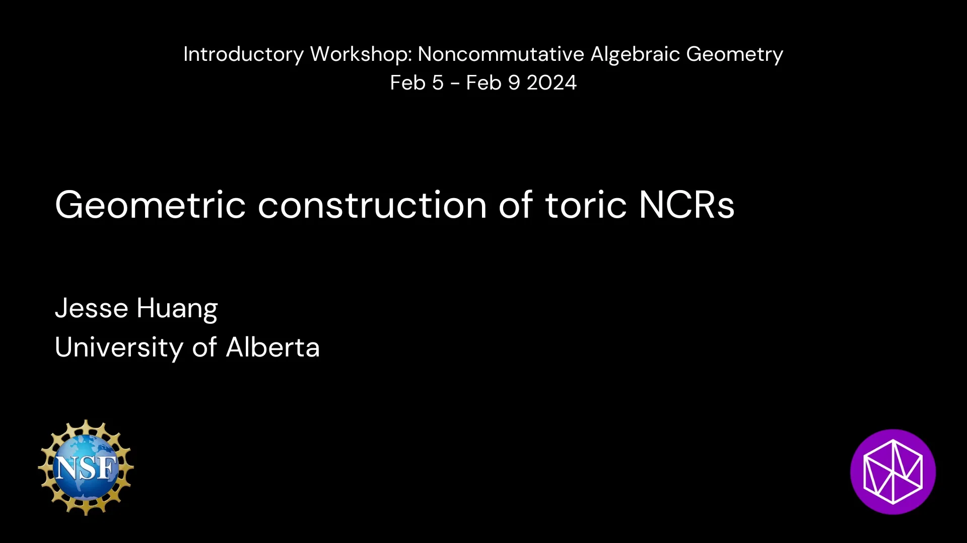 Geometric construction of toric NCRs on Vimeo