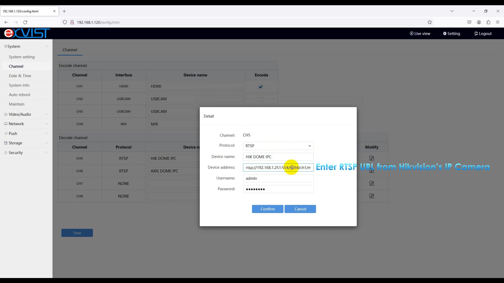 Add RTSP Stream from Hikvision's IP Camera