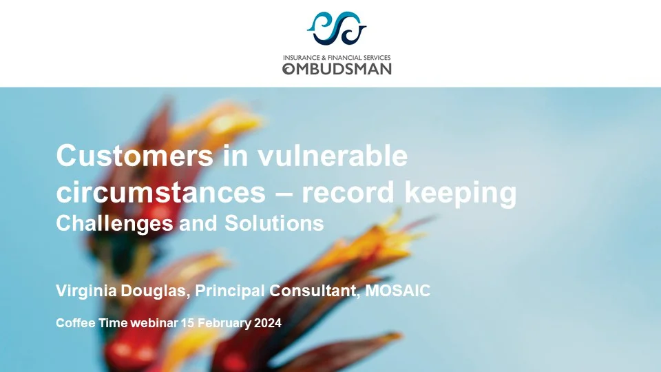 Customers in vulnerable circumstances and record keeping on Vimeo