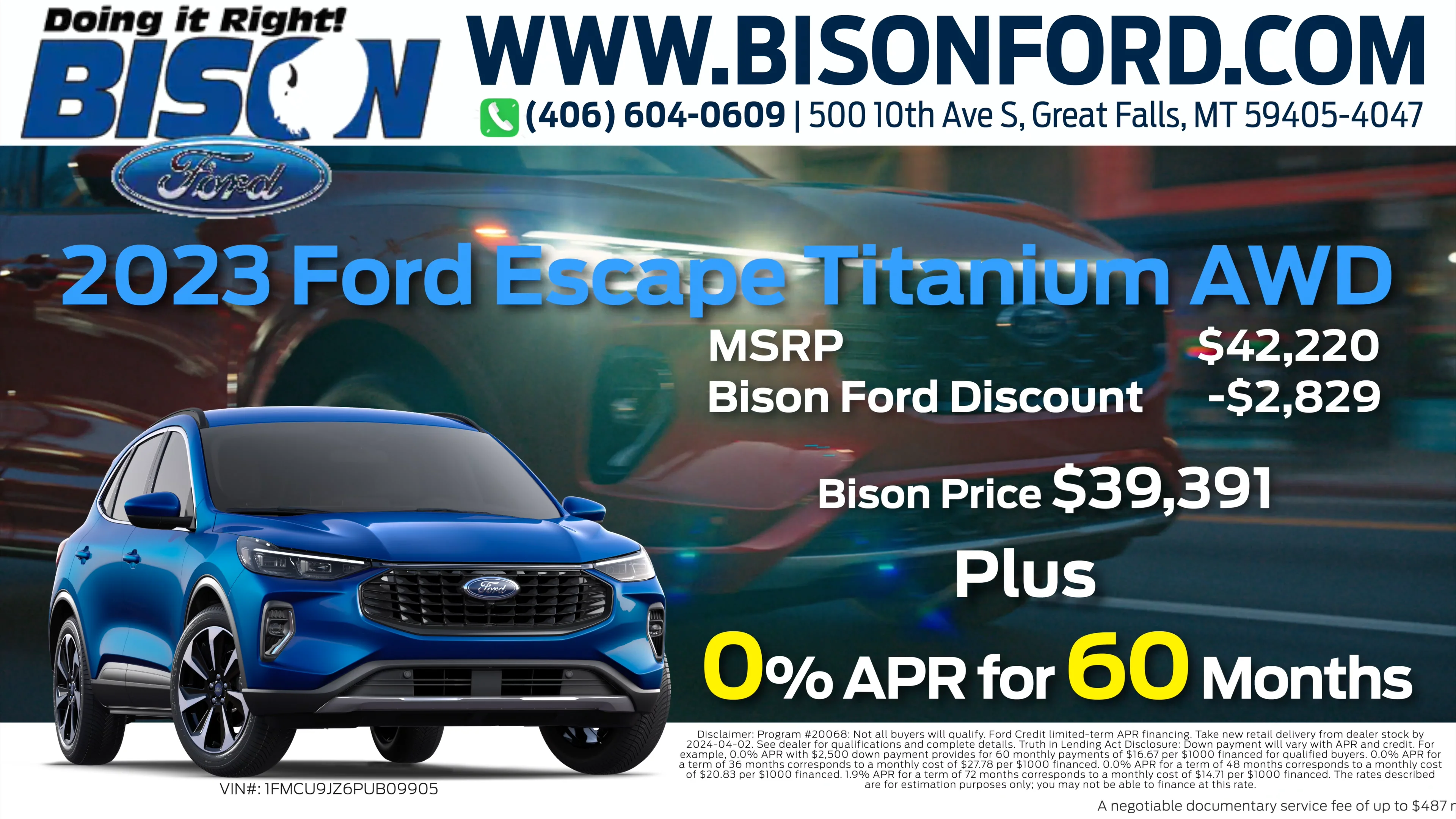 Bison Ford 2023 Escape Specials