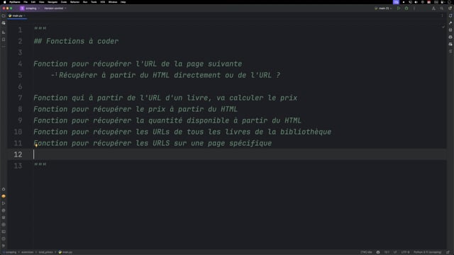 Les bases du scrapping de données - Création du corps du script
