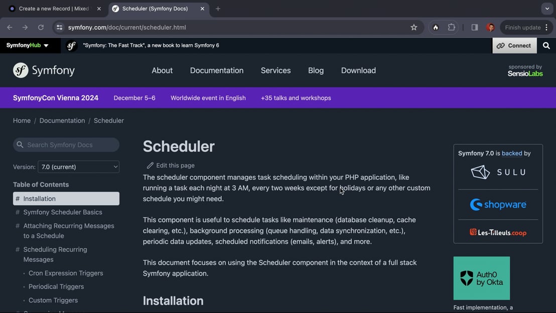 New Component: Scheduler > Upgrading & What's in Symfony 7 | SymfonyCasts New Component: Scheduler > Upgrading & What's in Symfony 7 | SymfonyCasts