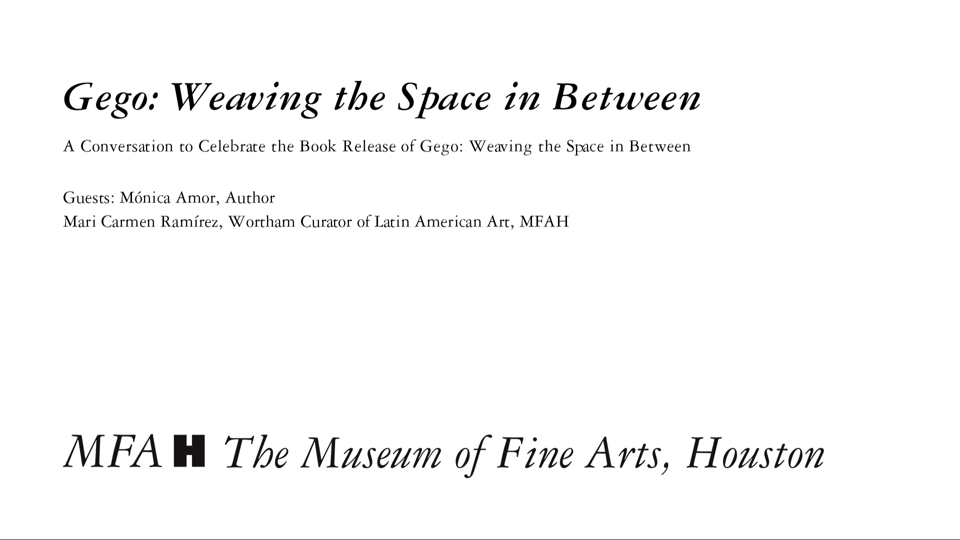 “Gego: Weaving the Space in Between” Book Launch on Vimeo