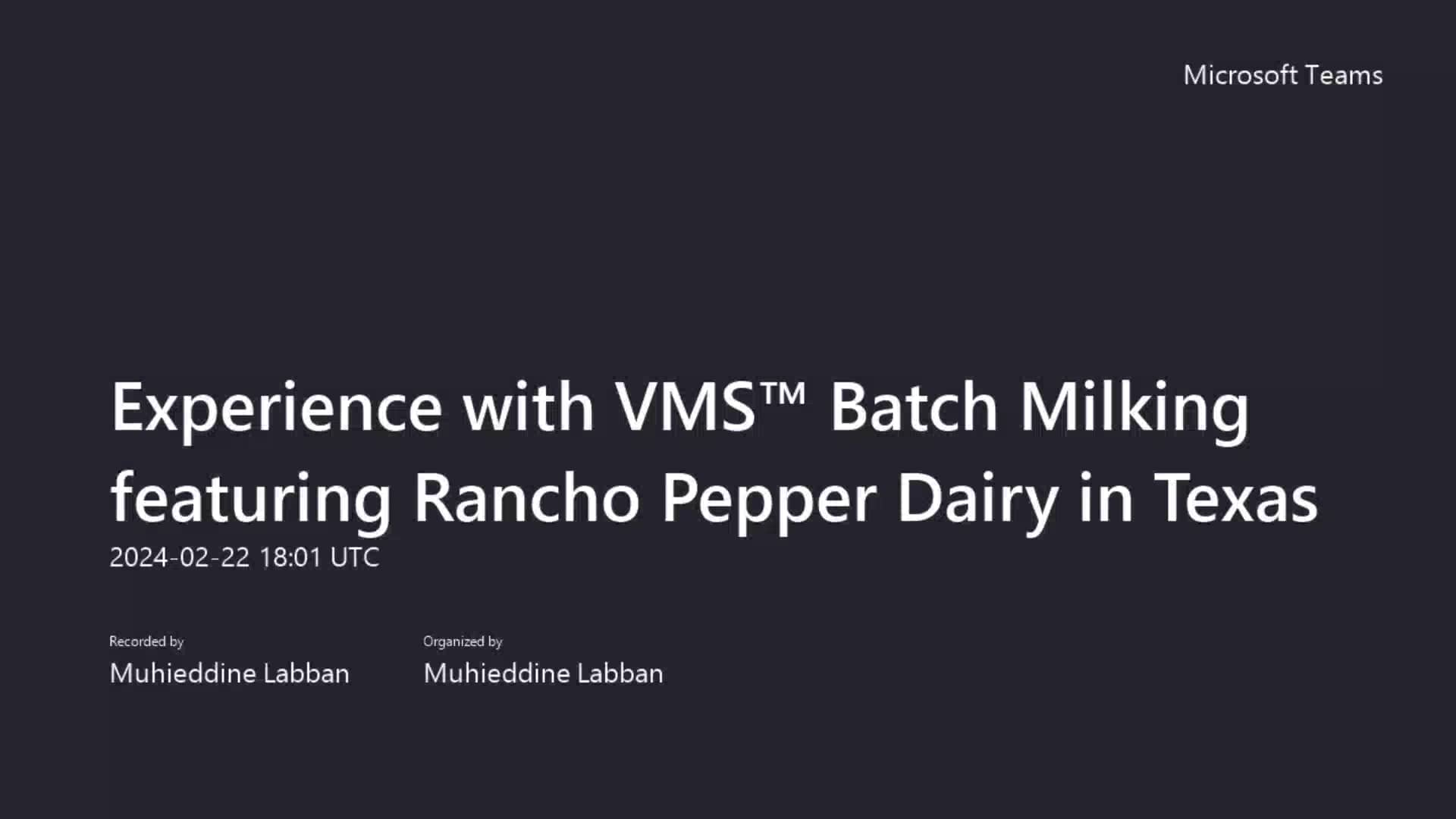 Experience with VMS™ Batch Milking featuring Rancho Pepper Dairy in ...