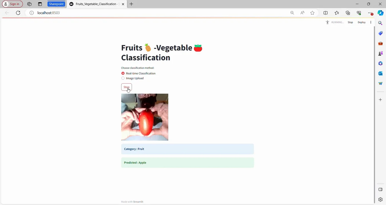 Fruits_Vegetable_Classification · Streamlit and 13 more pages - Personal - Microsoft_ Edge 2024 ...