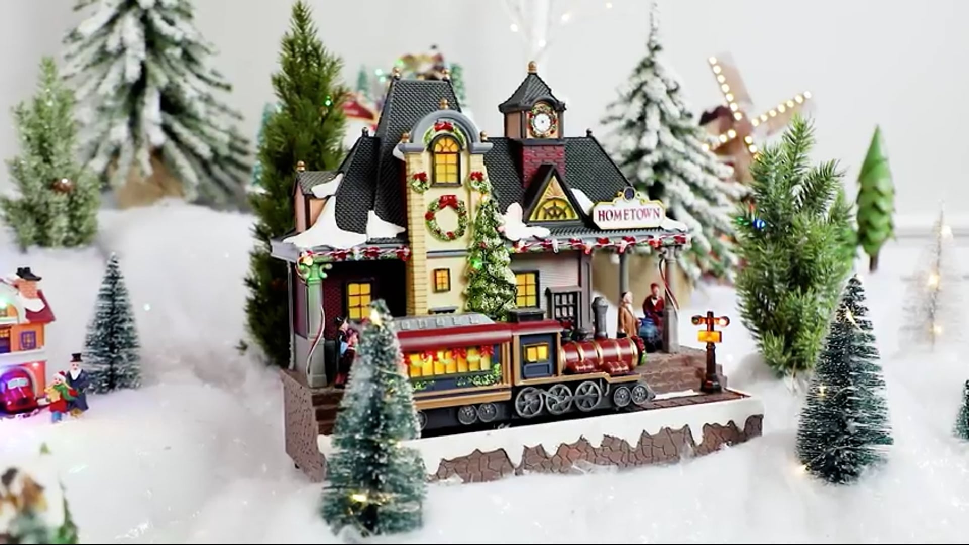 13" LED lighted Christmas Village With Turning Function And Music ...