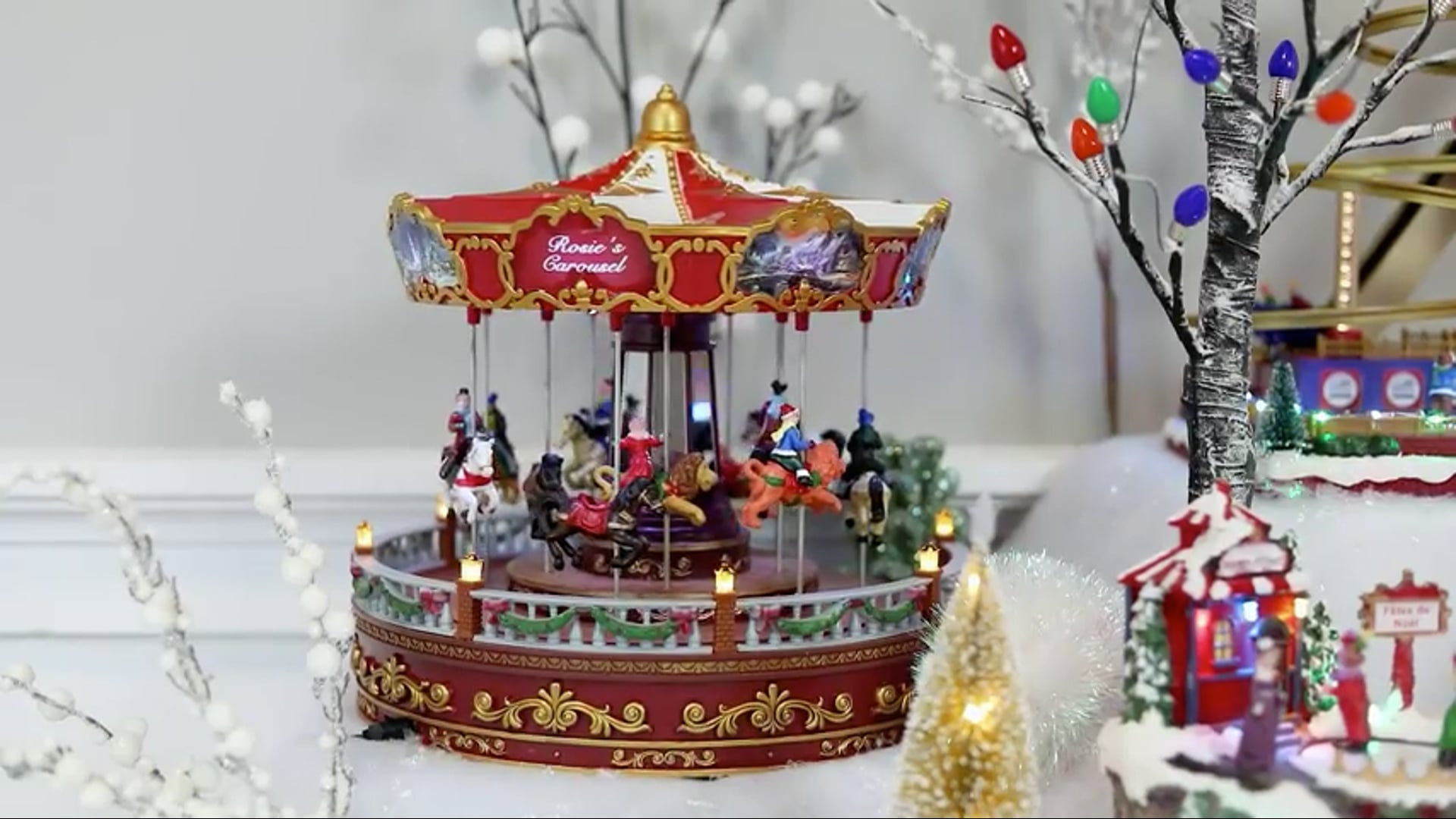 14" LED Lighted Animated and Musical Carousel Christmas Decoration ...