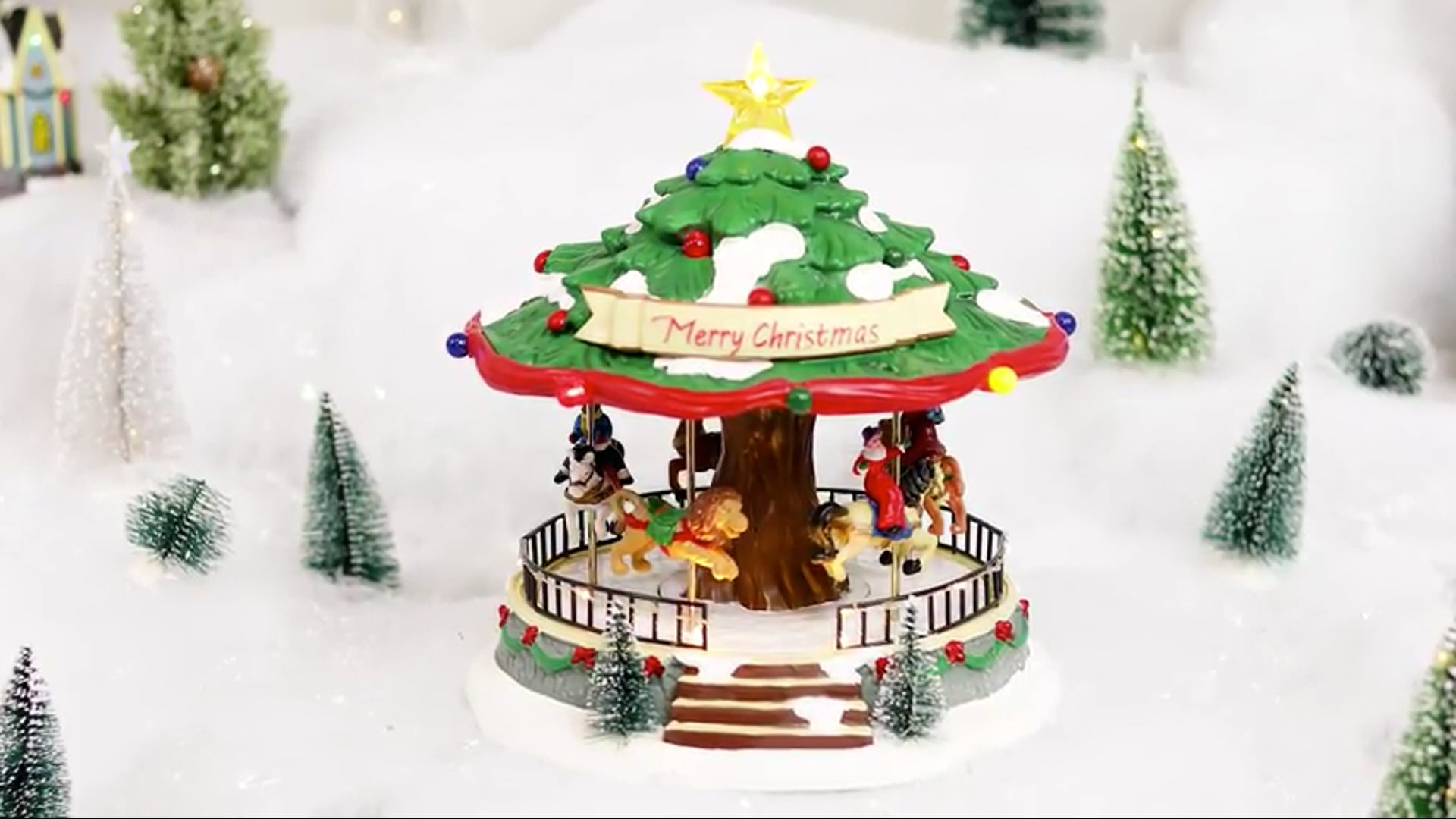 10.5" LED Lighted Musical and Animated Christmas Carousel - Modern ...