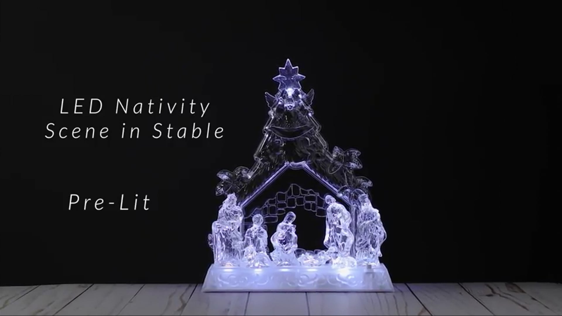 12" LED Lighted Nativity Scene, Stable Acrylic Christmas Decoration ...