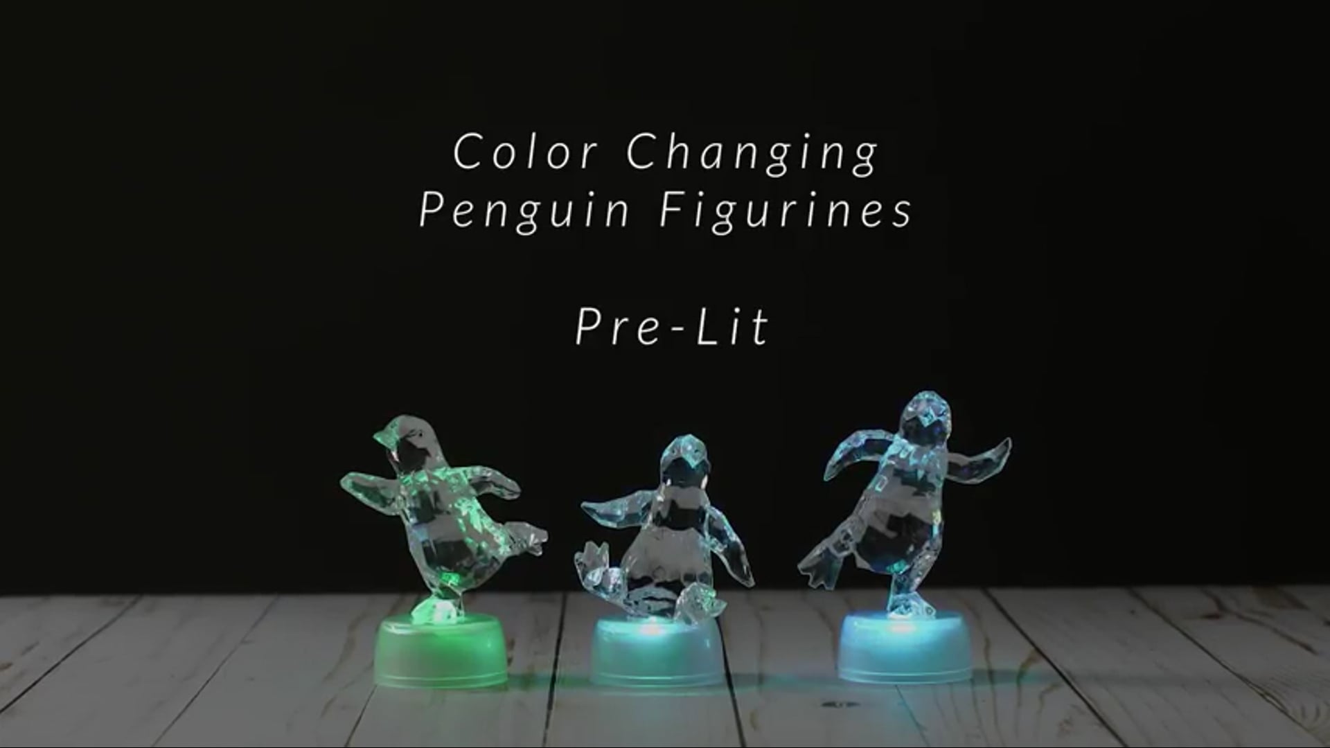 Set of 3 Pre-lit Color Changing Penguin Tabletop Christmas Figurines 4 ...