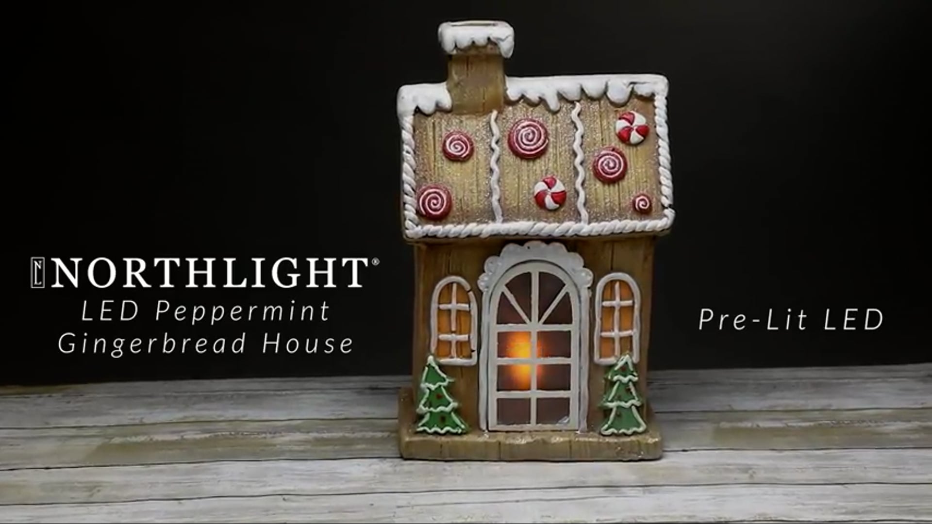 14" LED Lighted Peppermint Gingerbread House Christmas Decoration ...