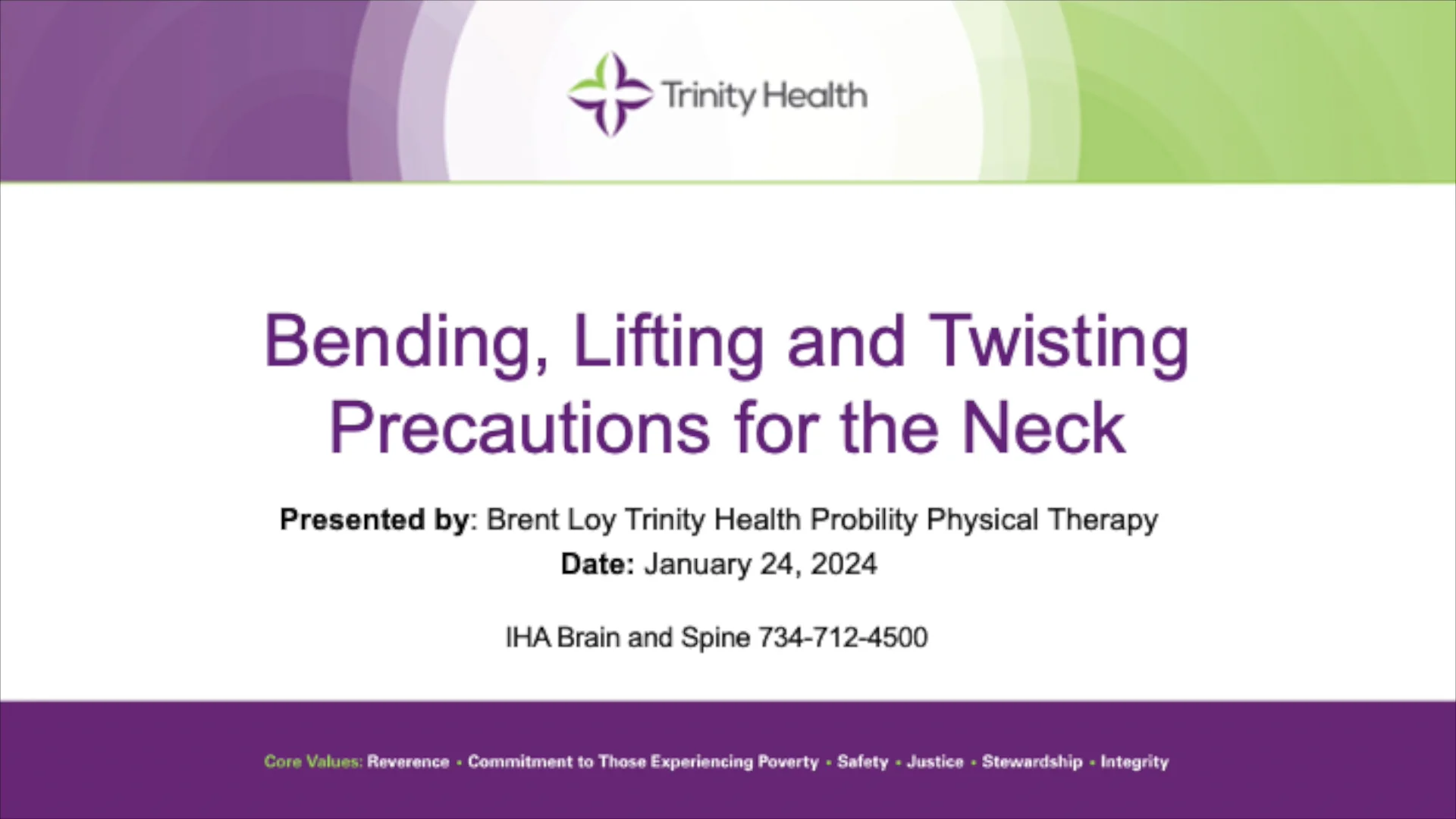 Bending, Lifting and Twisting Precautions for the Neck