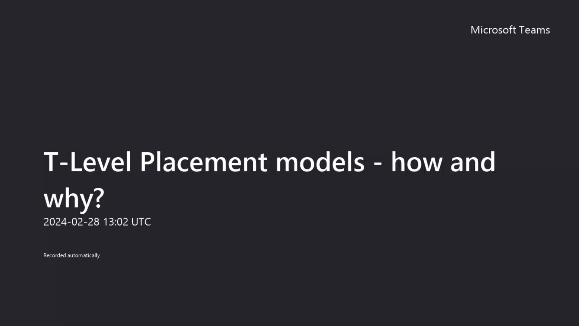 T Level Placement Models - how and why? on Vimeo