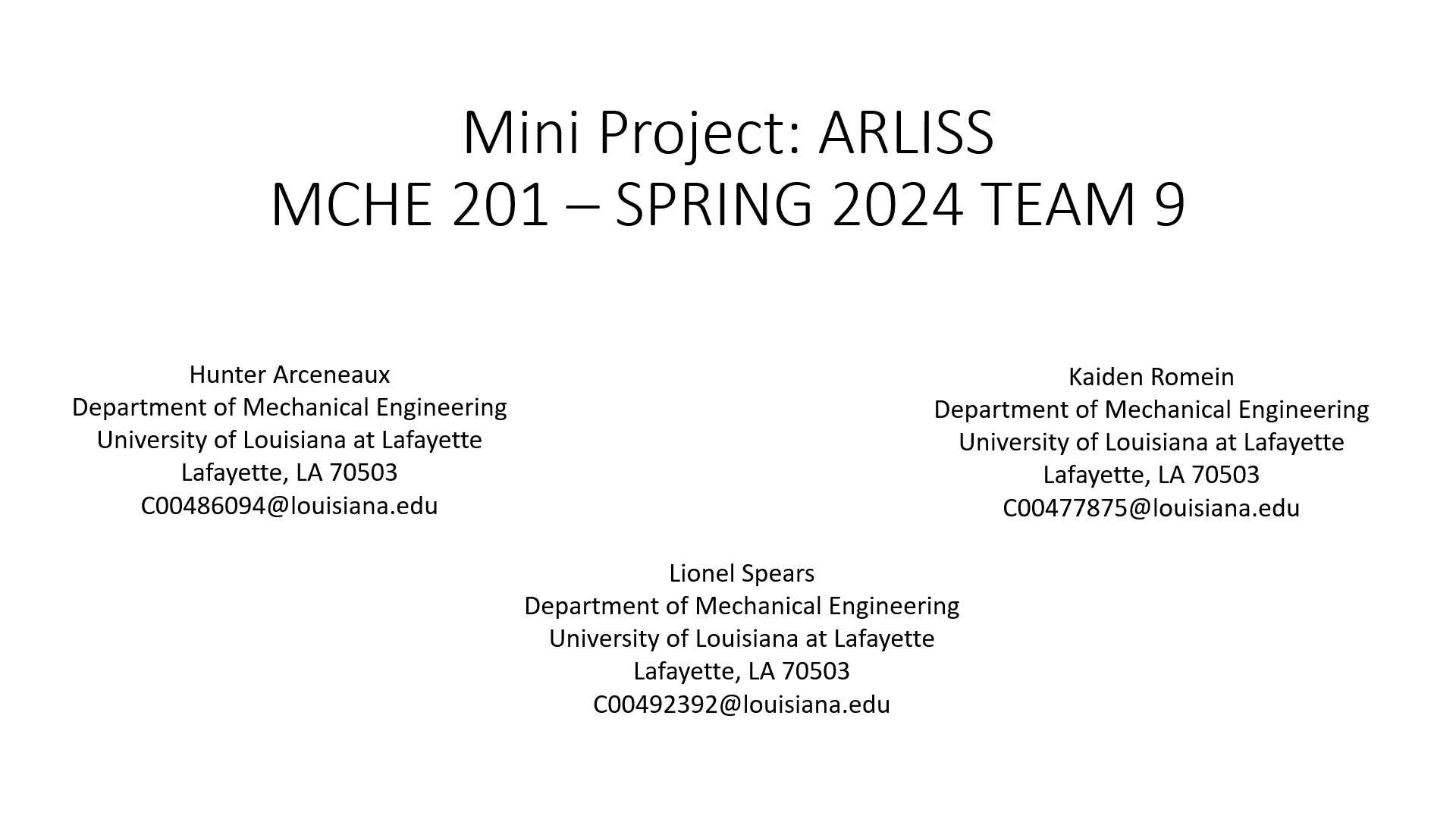 Mini Project ARLISS Team9 Presentation
