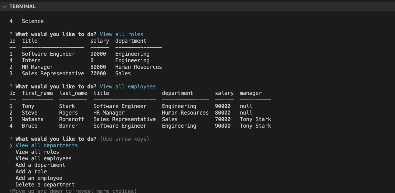 #12 SQL: Employee Tracker on Vimeo