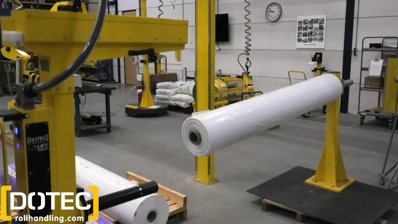 Dotec Roll Handler for rolls of stretch film on Vimeo
