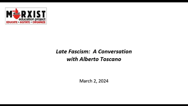 MEP Events - Late Fascism - A Conversation with Alberto Toscano on Vimeo