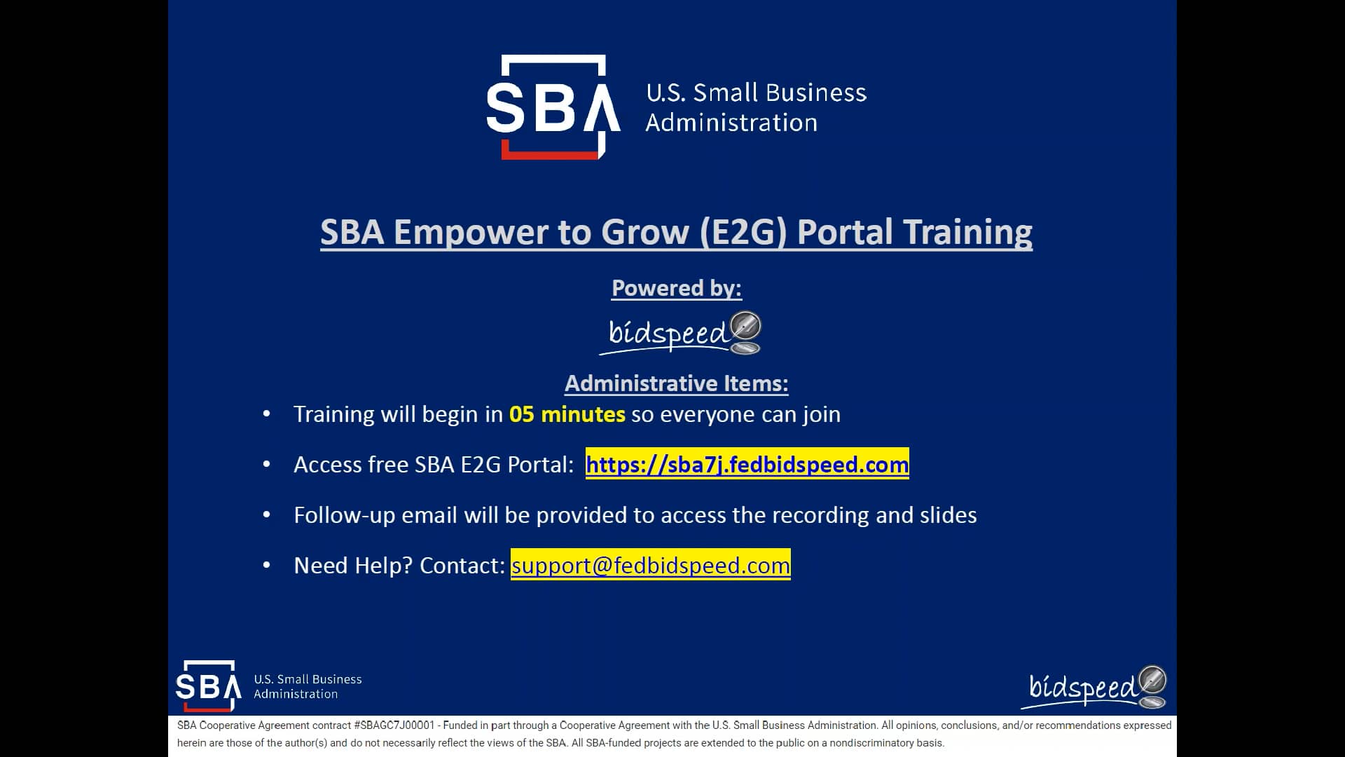 SBA 7(j) Federal Contract Training on Vimeo