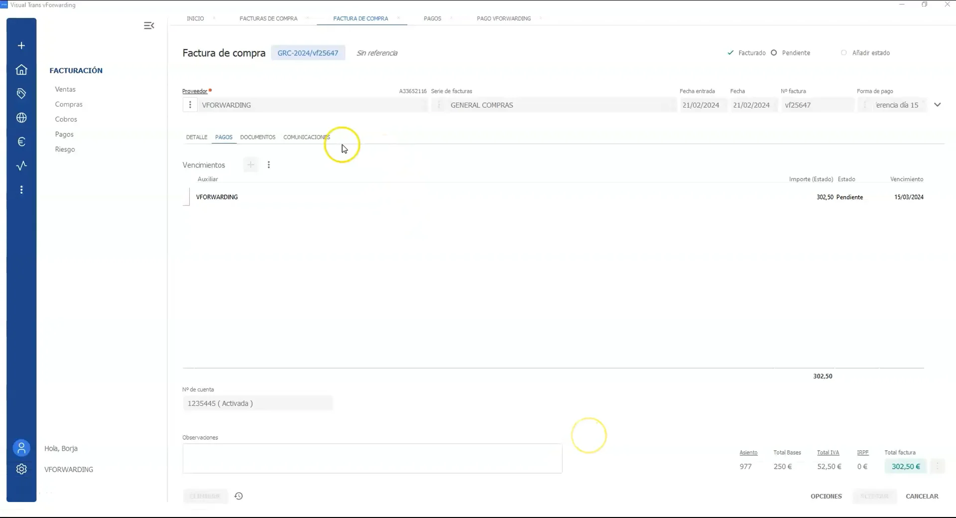 12. Deshacer un desglose con vencimiento cobrado-pagado Visual Trans ...