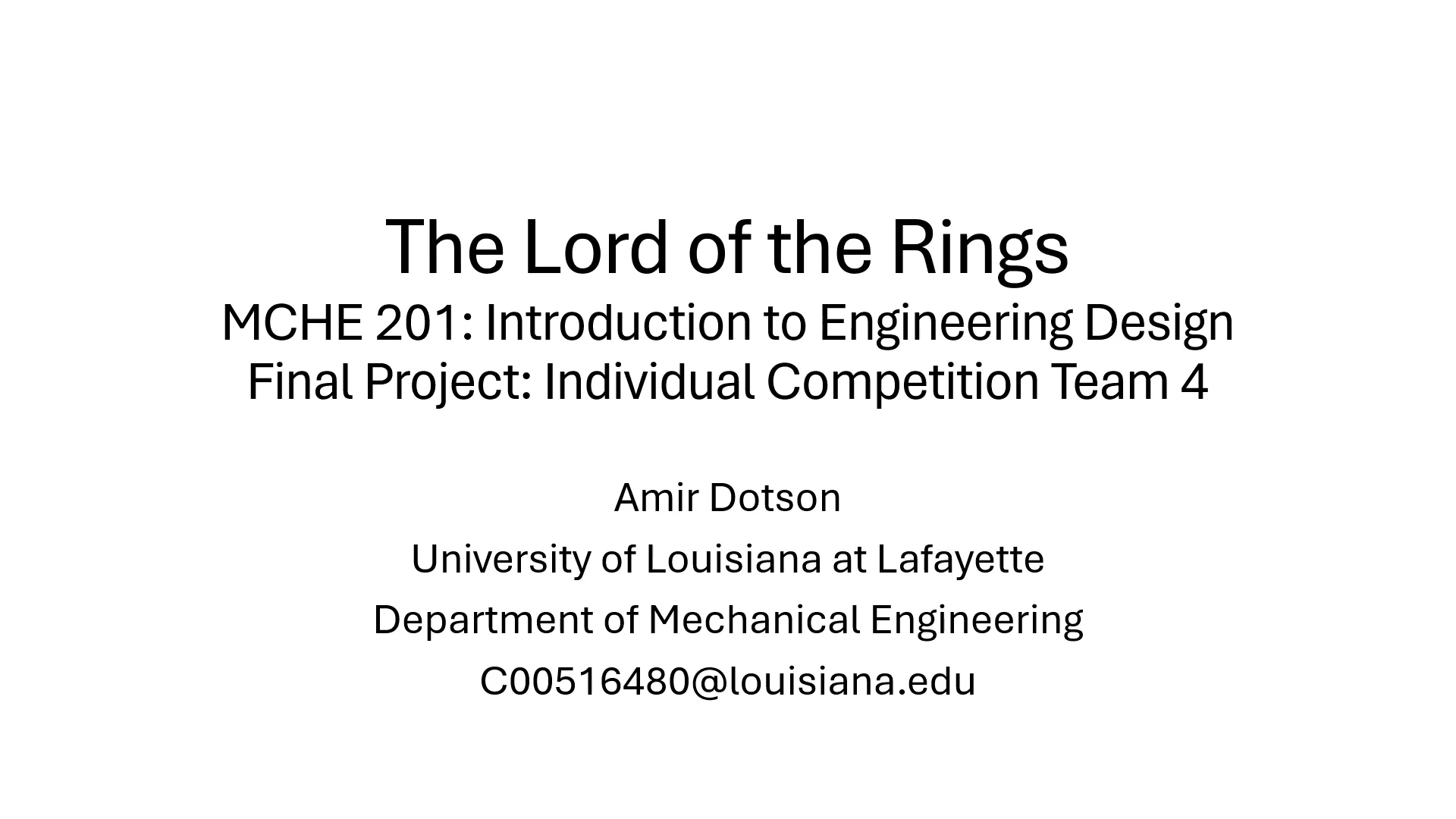Amir Dotson - MCHE 201 Individual Final Project on Vimeo