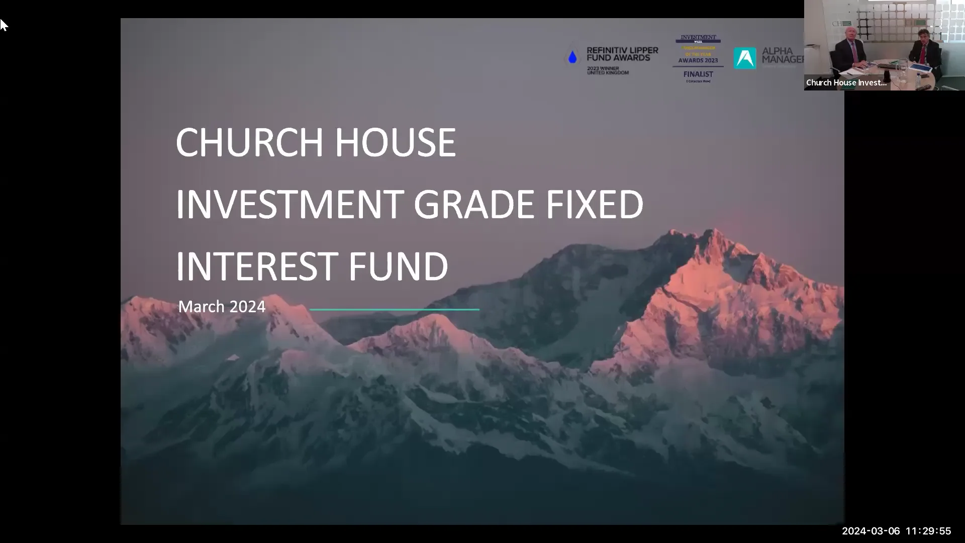 Church House Investment Grade Fixed Interest Fund Webinar - March 6th 2024