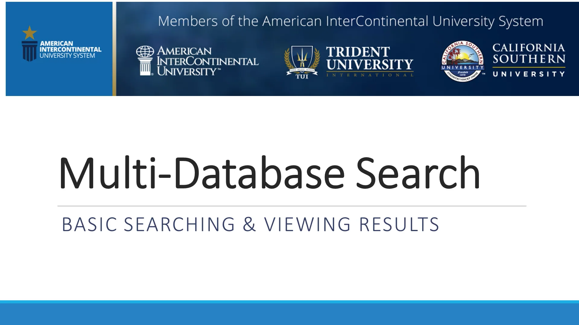 Multi-Database Search Tool at Trident: Basic Searching and Viewing Results