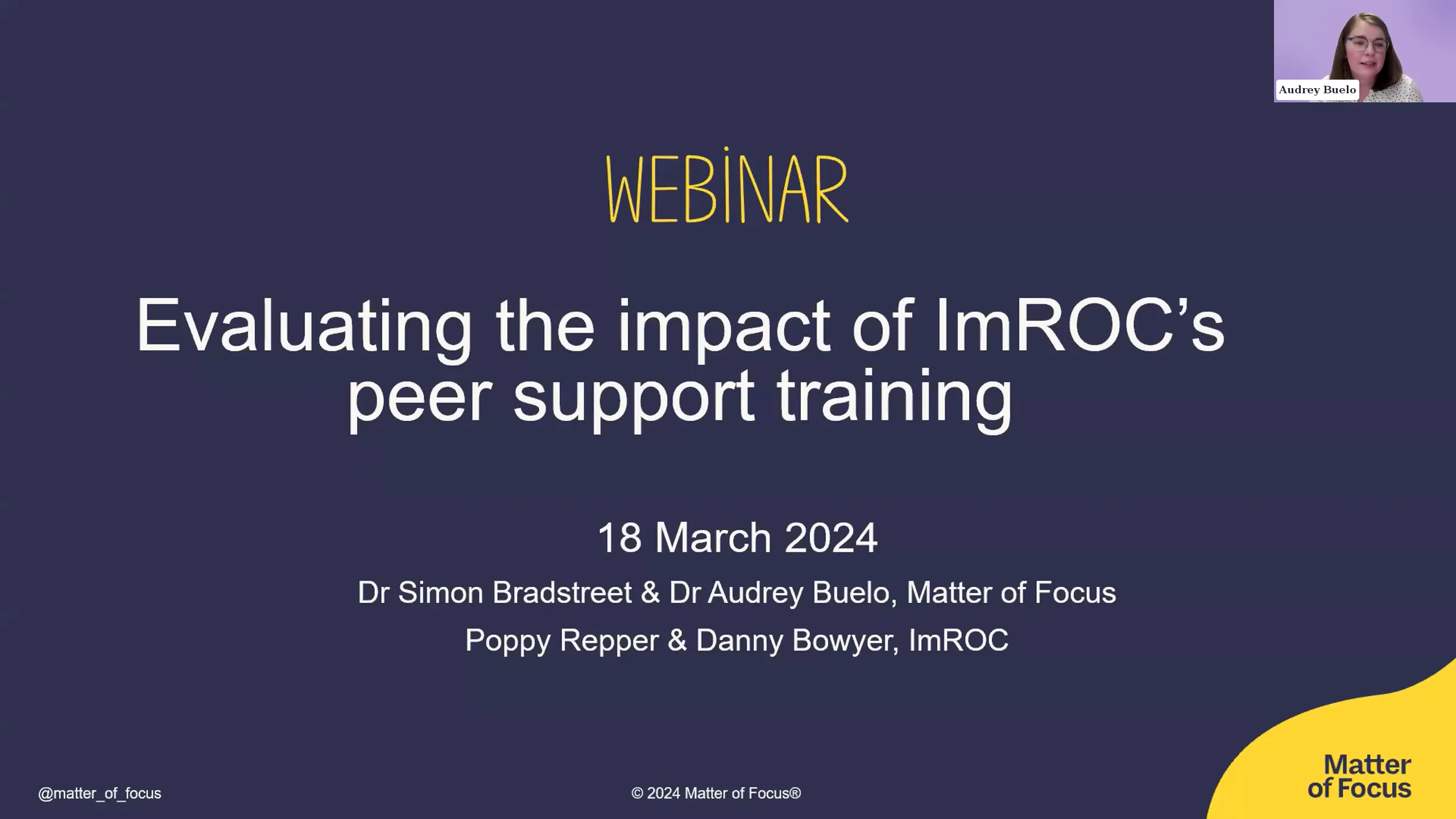 Evaluating the impact of ImROC’s peer support training on Vimeo