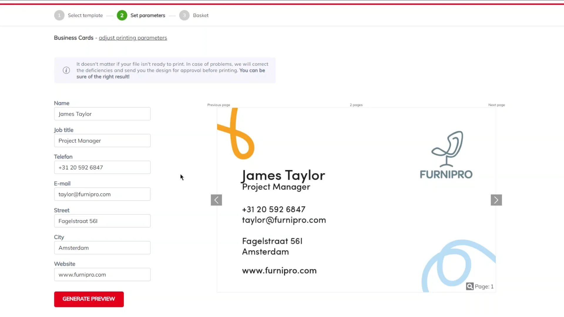Template for company business cards on Vimeo