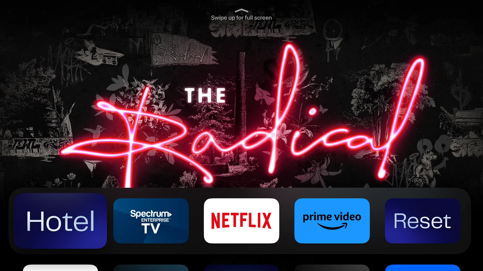The Radical Hotel Apple TV interface